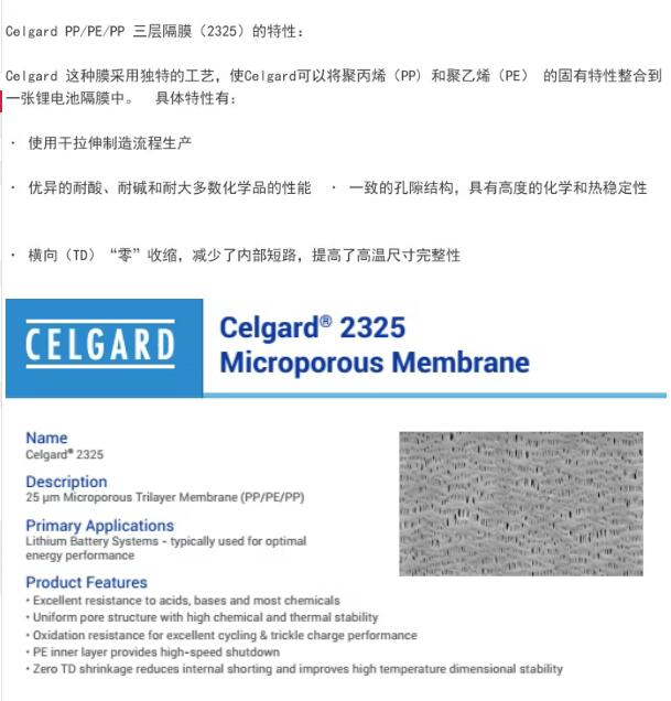 celgard 进口锂电池隔膜 2400/2500/2325/3501,材料平台
